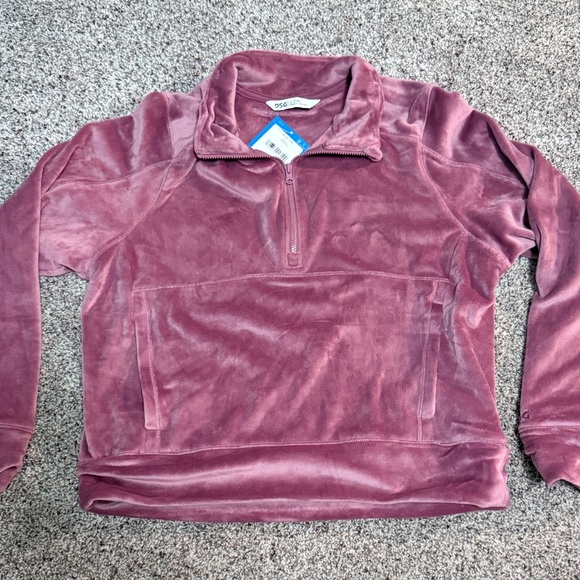 DSG | Shirts & Tops | Dsg Girls Rose Coffee Velour Halfzip Sweatshirt ...